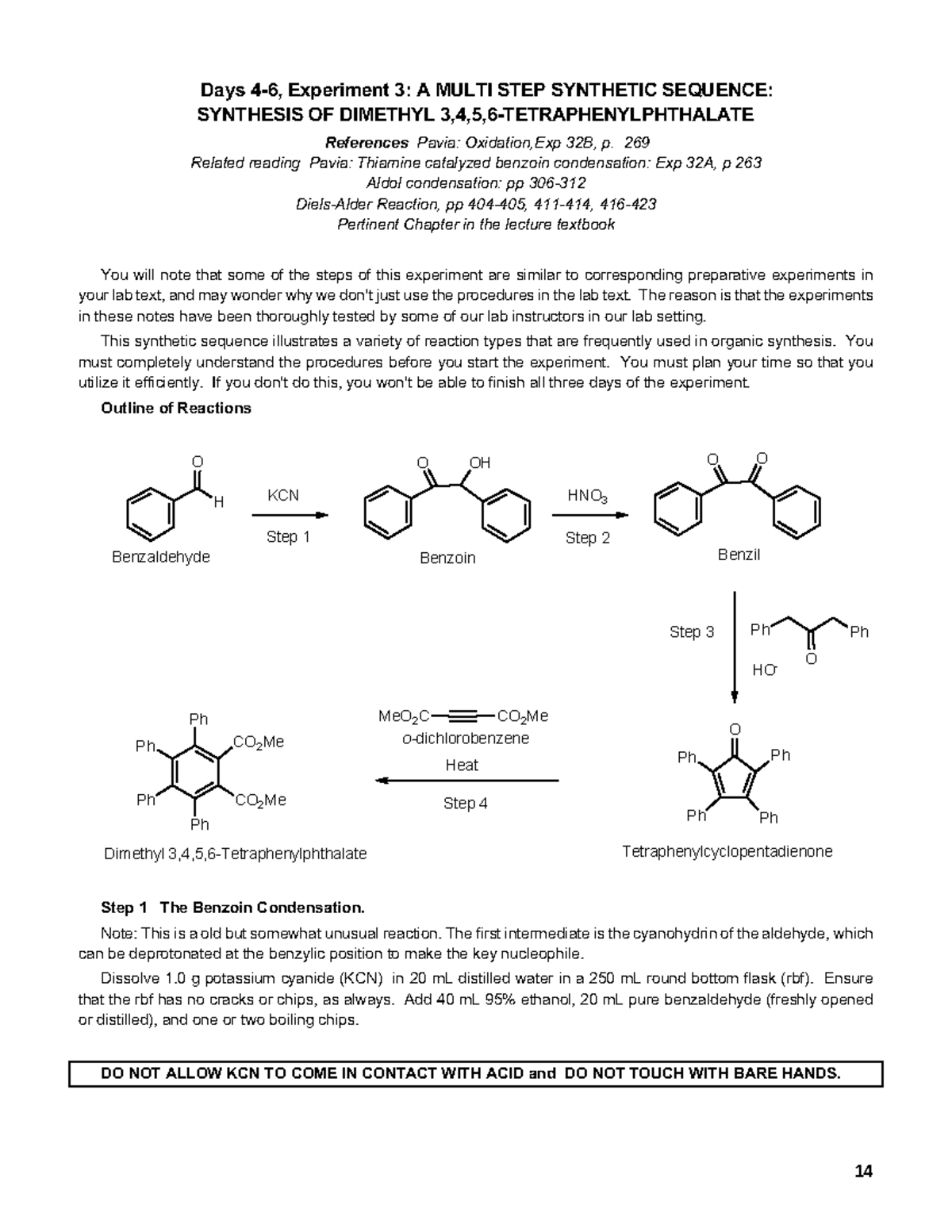 lab 3 chem 225 lab manual - 14 Days 4-6, Experiment 3: A MULTI STEP ...