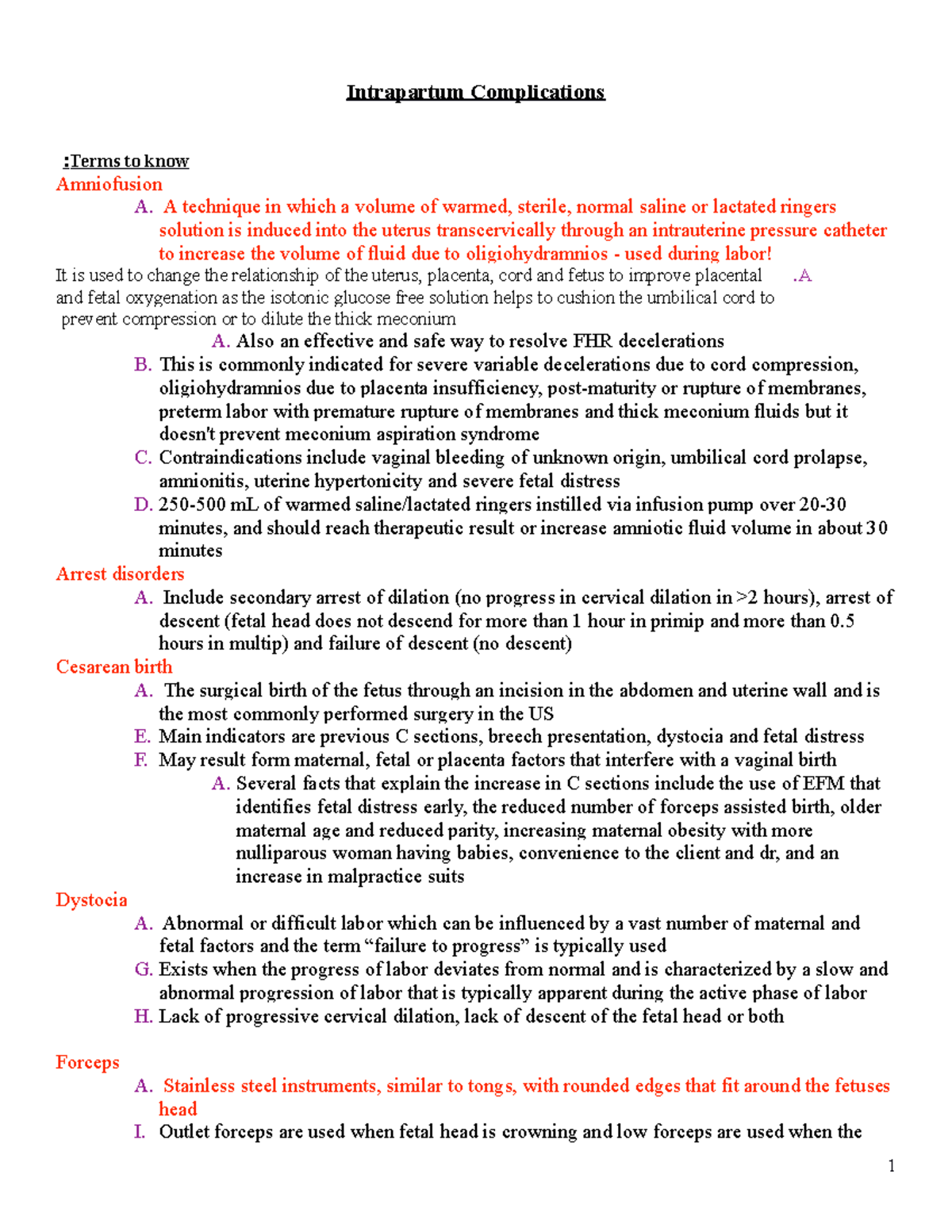 Intrapartum Complications Guide - KT - Intrapartum Complications :Terms ...