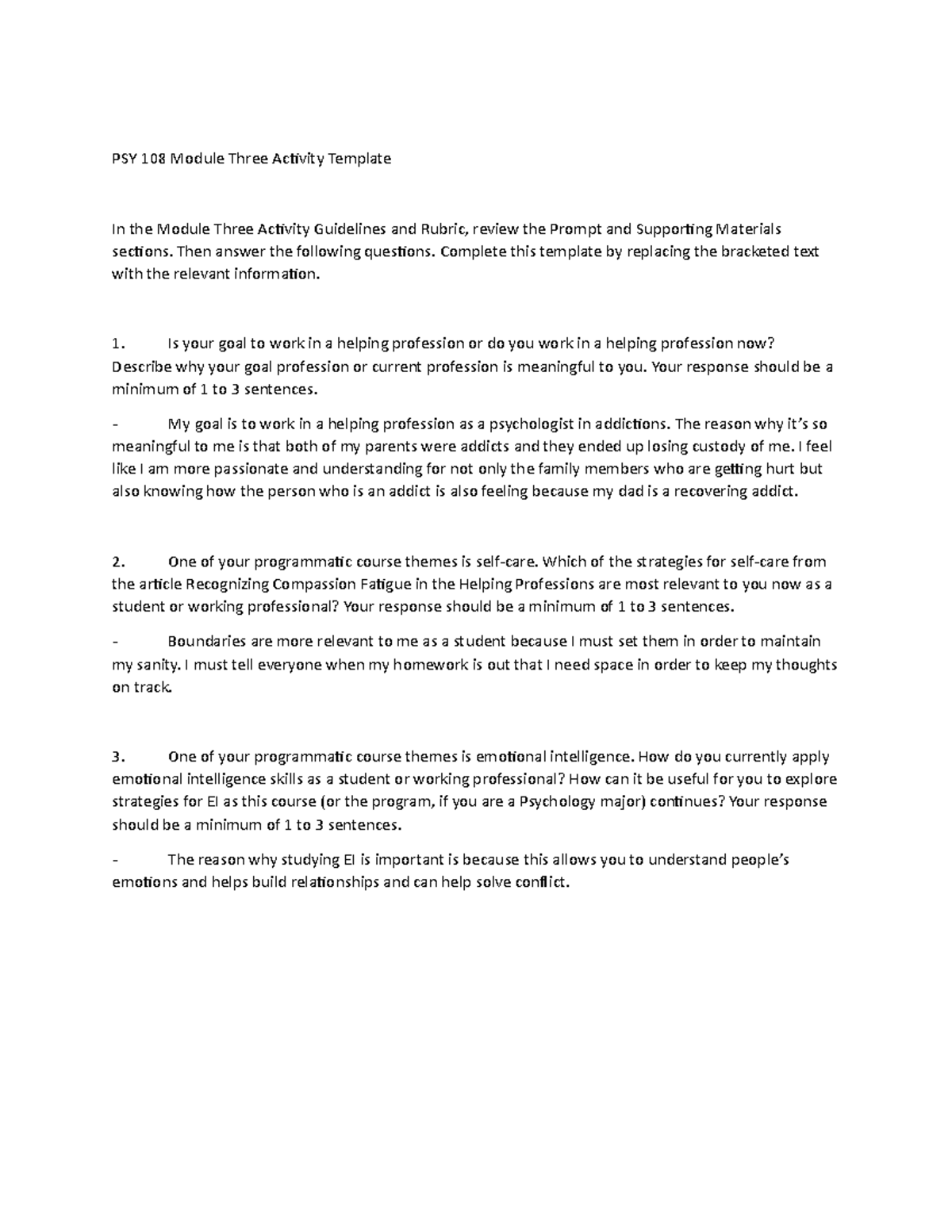 108 PSY - study - PSY 108 Module Three Activity Template In the Module Three Activity Guidelines ...