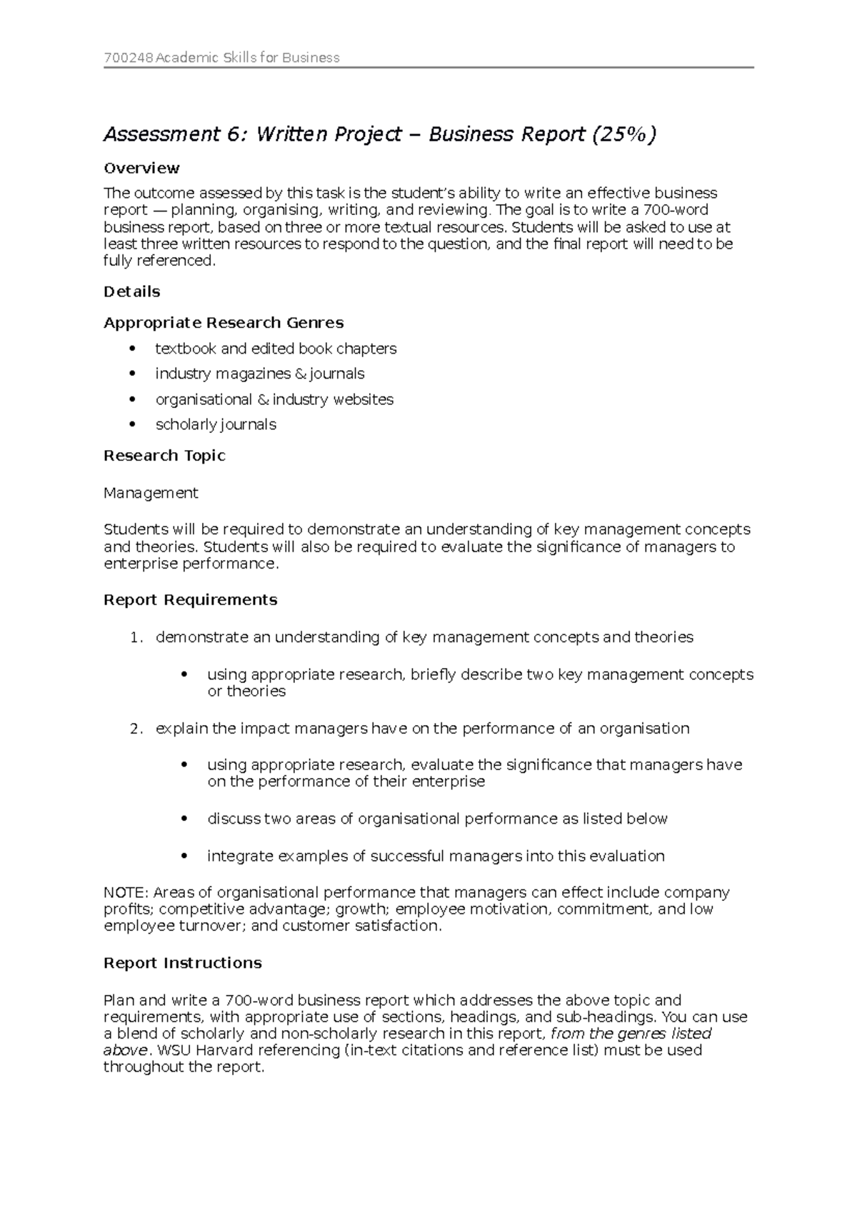 ASf B - Assessment 6 - Written Project - Business Report Instructions ...