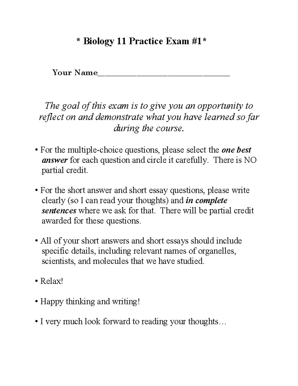 'Bio 11 FS2022 Practice Exam 1 - VN 200 - Studocu