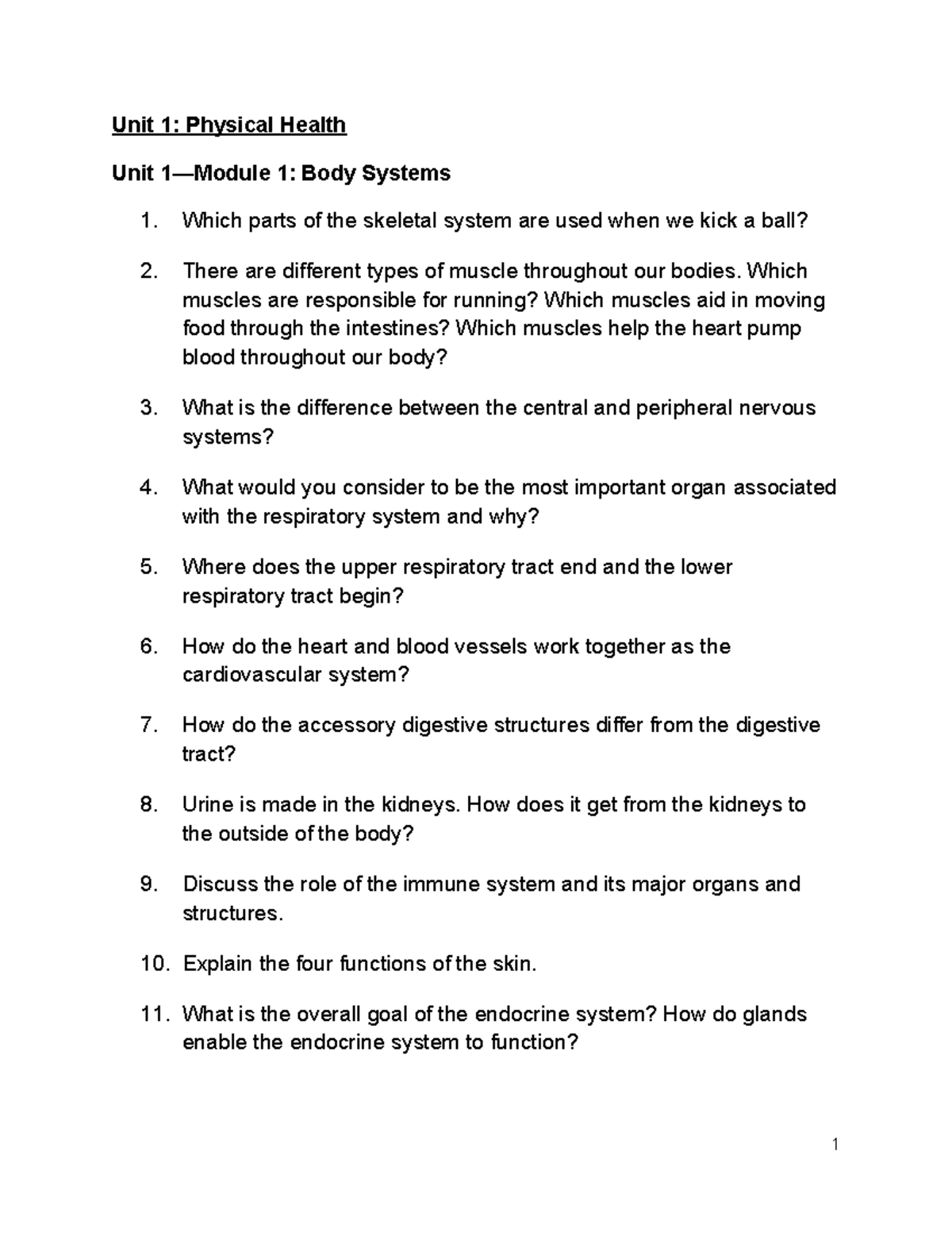 2023-11 c458v5 study questions - Unit 1: Physical Health Unit 1—Module ...