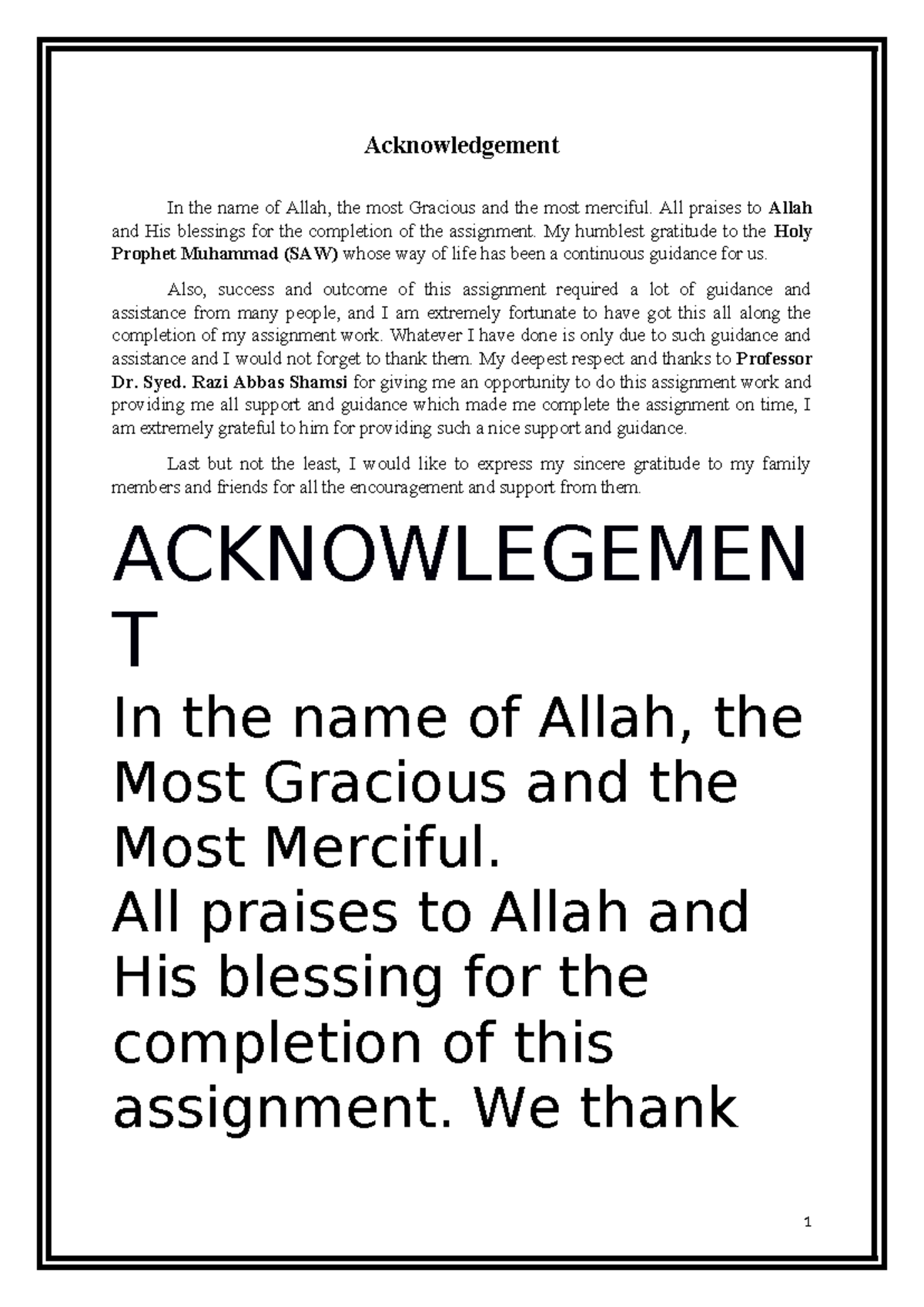 Acid rain - Acknowledgement In the name of Allah, the most Gracious and ...