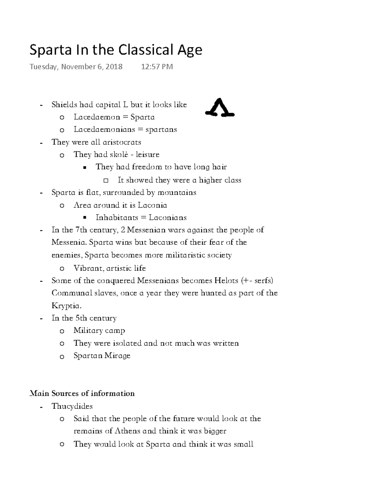 Sparta In the Classical Age - Shields had capital L but it looks like ...