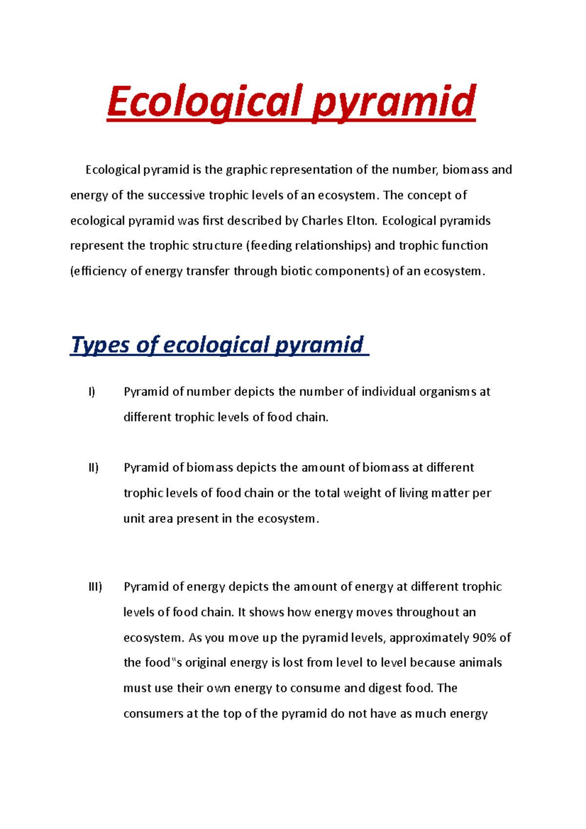 Ecological pyramid - Ecological pyramid Ecological pyramid is the ...