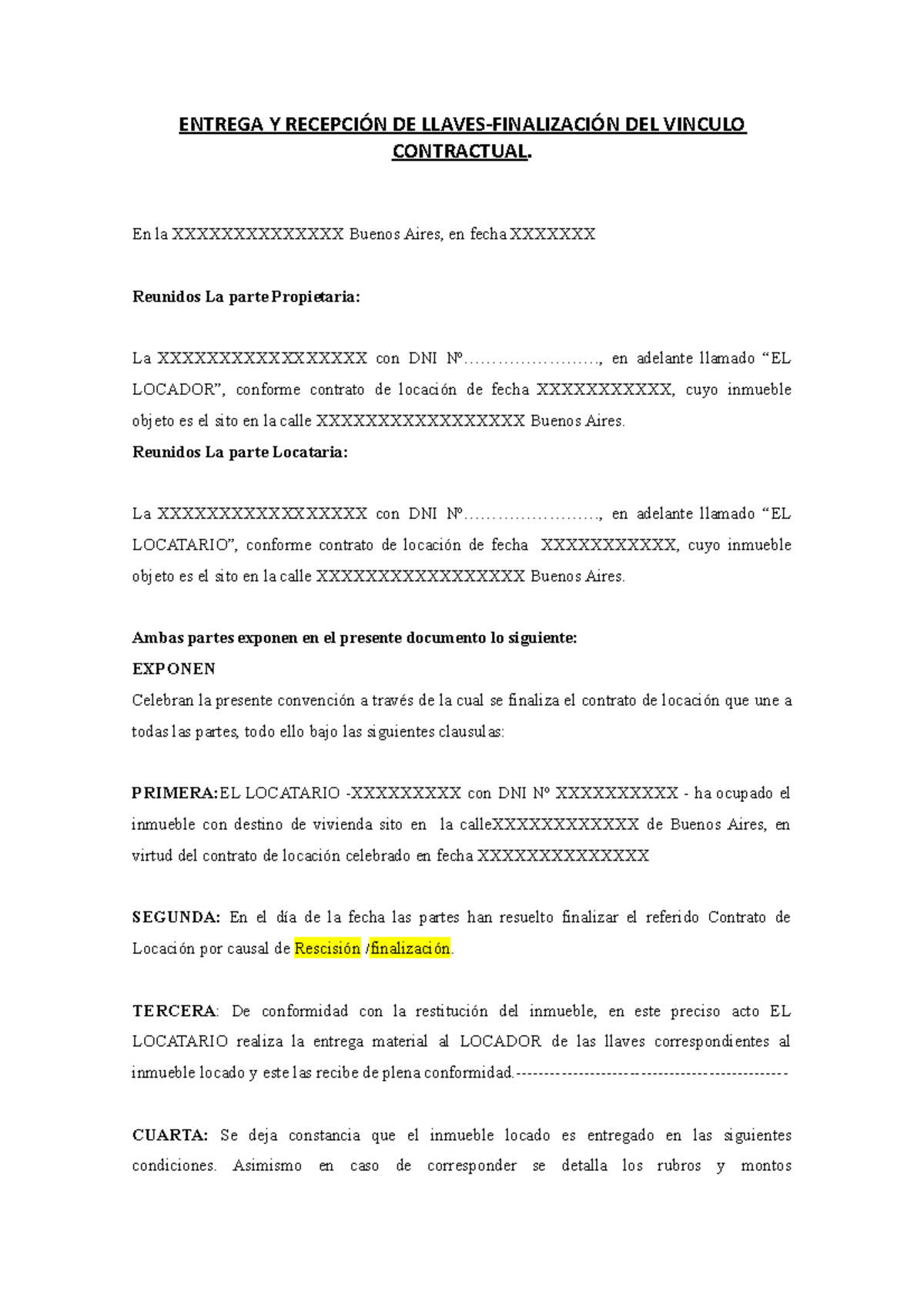 Modelo De Carta De Autorizacion Modelo De Rescision De Contrato ...