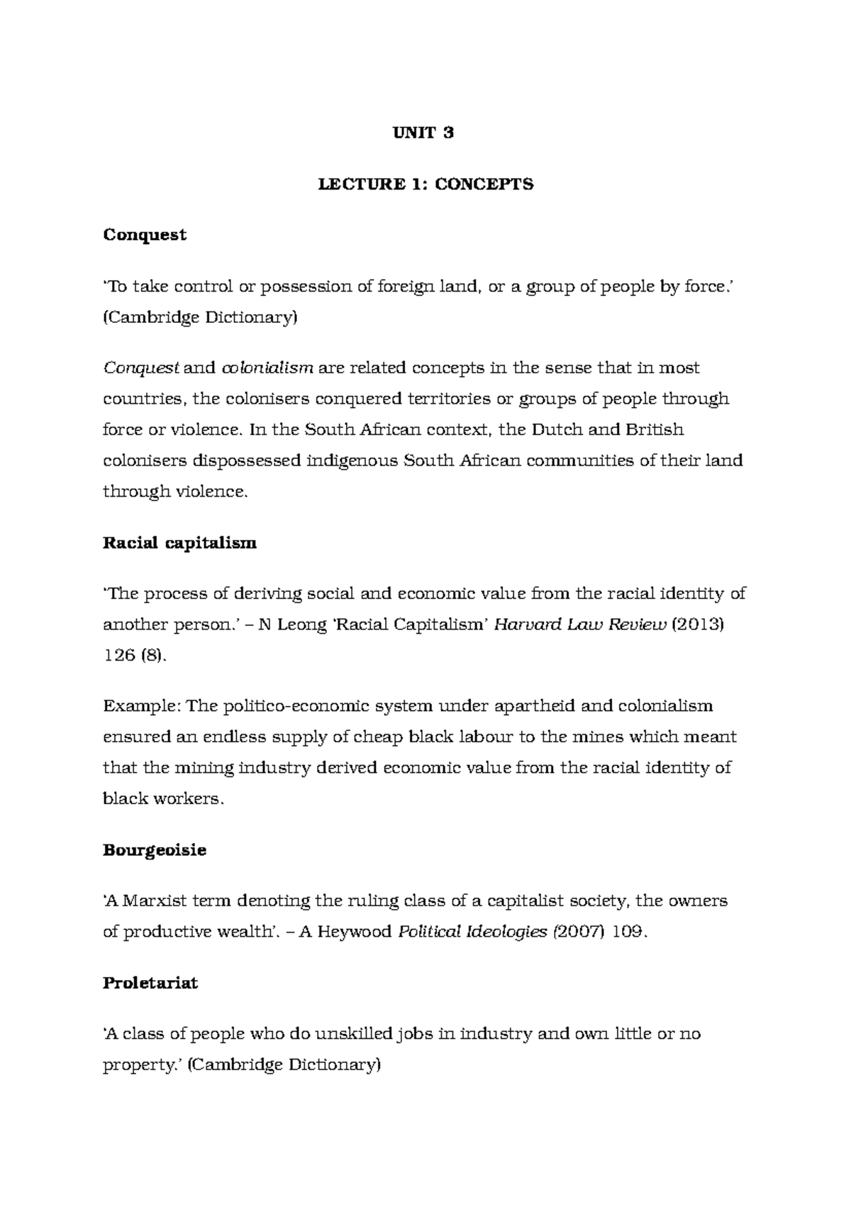 Concepts Lecture 1 - UNIT 3 LECTURE 1: CONCEPTS Conquest ‘To take ...