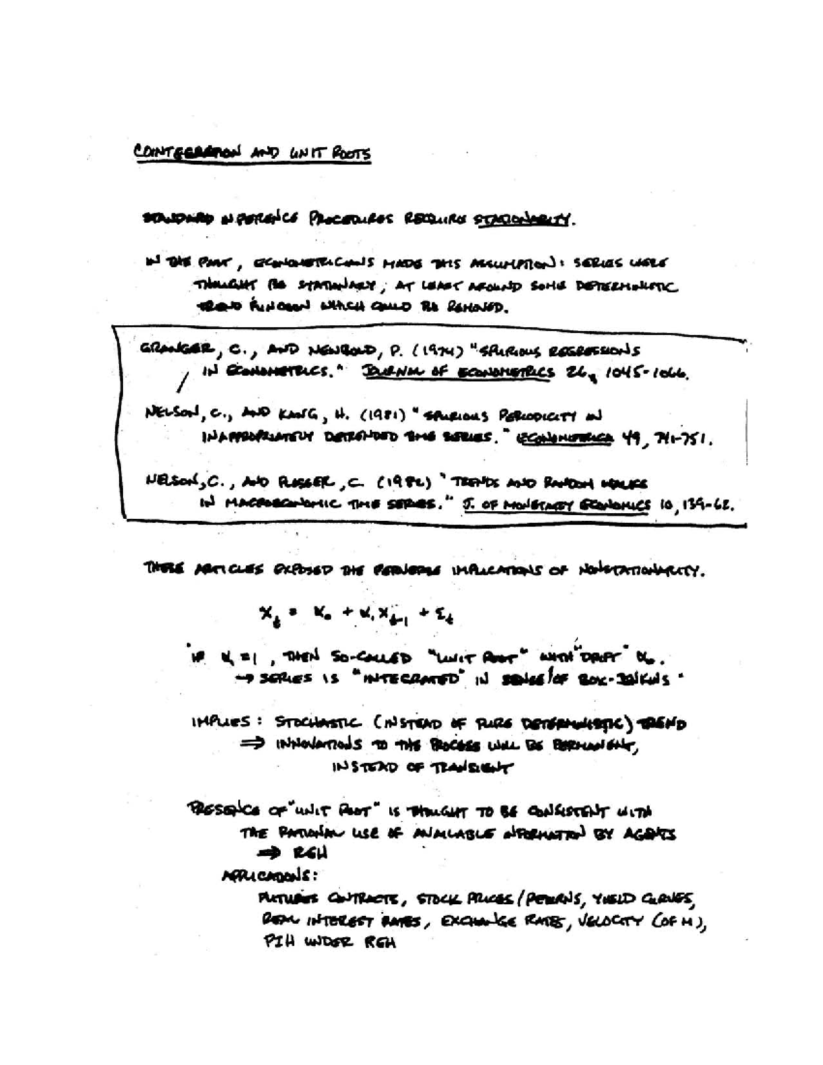 Summary - Unit roots lecture notes and examples - More on Unit Root ...
