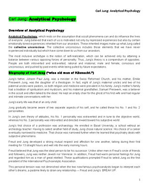 Carl Jung Analytical Psychology