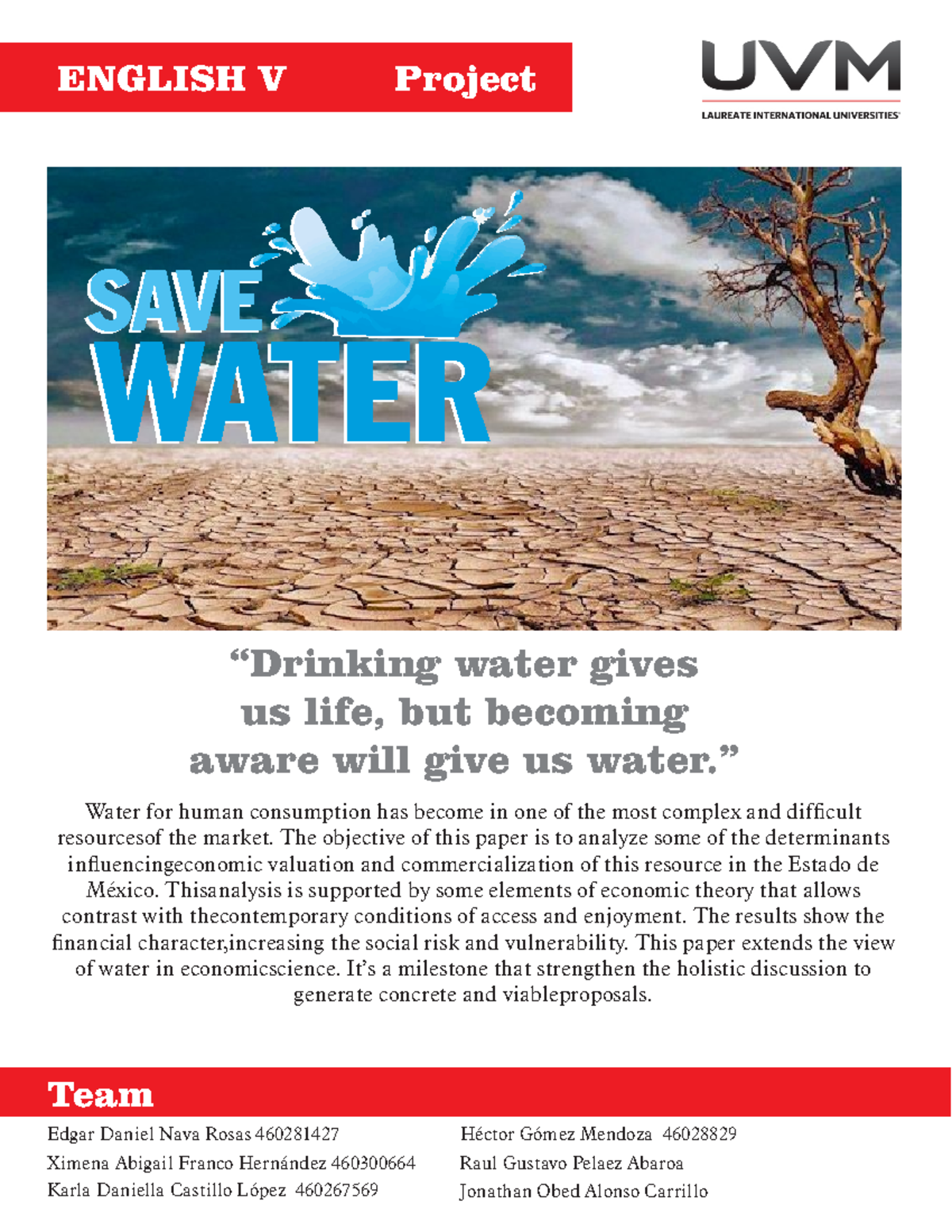 Project Save Water English V - SAVE WATER SAVE WATER ENGLISH V Project ...