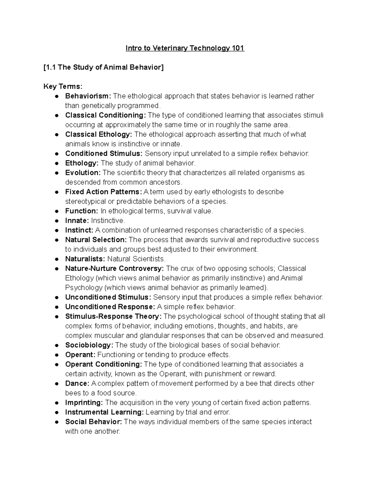 Into to Vet Tech 1 - Online Course Notes - Intro to Veterinary ...