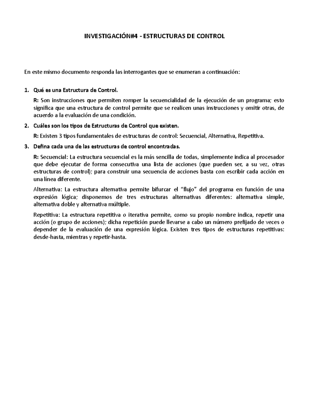 8#4 - Estructuras de Control - INVESTIGACIÓN#4 - ESTRUCTURAS DE CONTROL ...