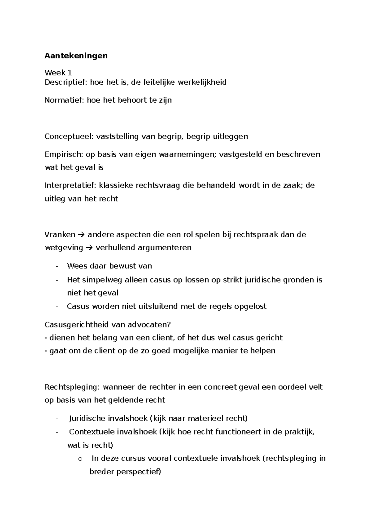 Werkgroepaantekeningen POR - Aantekeningen Week 1 Descriptief: hoe het ...