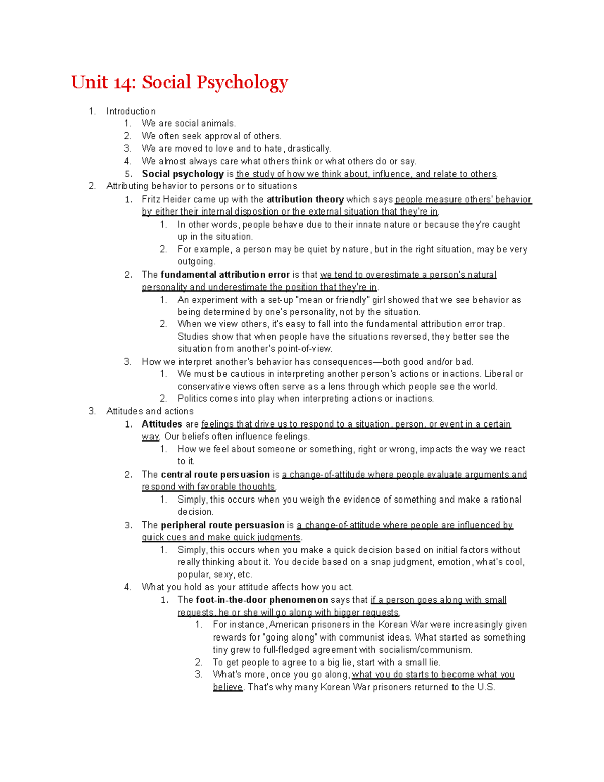 Lecture 14 summary review overall summarized - Unit 14: Social ...