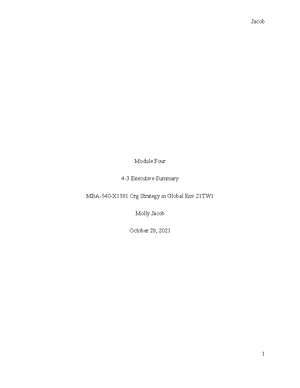 MBA-620 Executive Summary - Executive Summary MBA-620 Rob Freeborough ...
