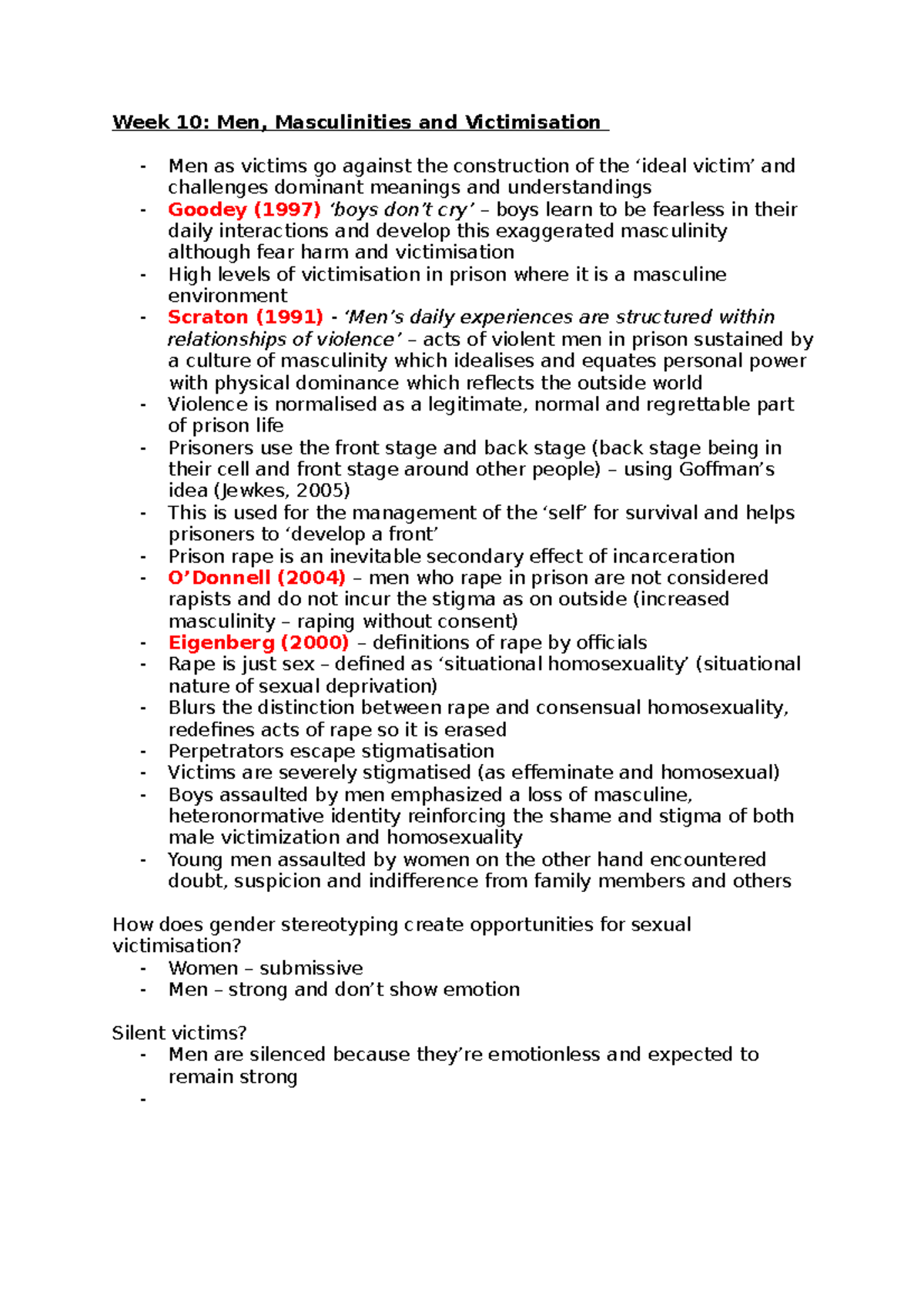 Week 10 - Men and victimisation - Week 10: Men, Masculinities and ...