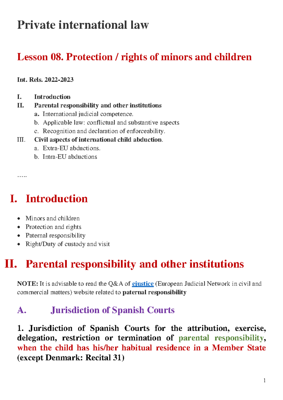 Rels 2022-PIL Lesson 08-Minors Children - Private international law ...