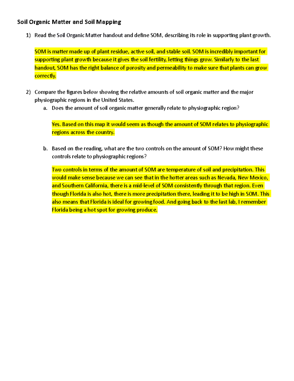 De Silvis Lab11(Worksheet 2) - Soil Organic Matter and Soil Mapping ...
