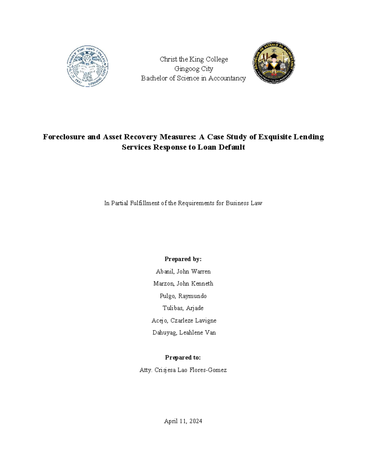 Business-Law-Case-Study-Final-popo - Christ the King College Gingoog ...