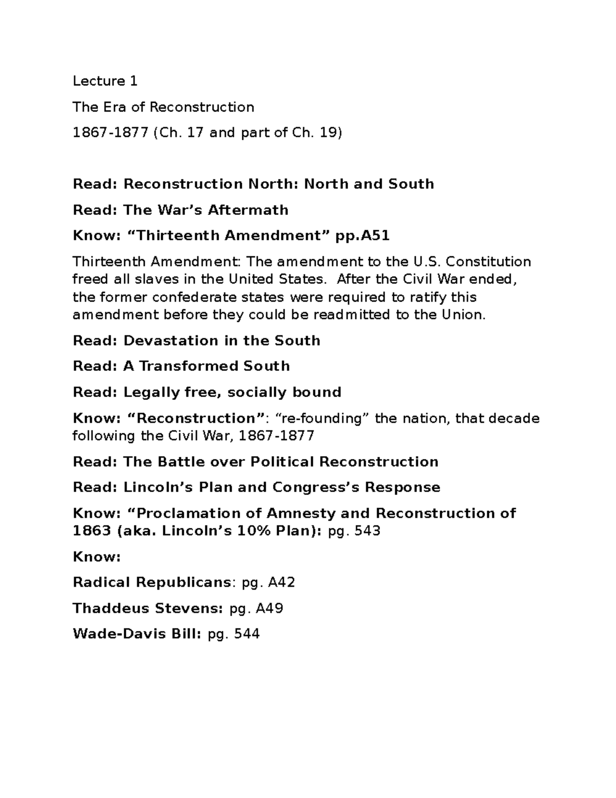 Lecture 1 - American History 1302 taught by Dr. Ted Roberts - Lecture 1 ...