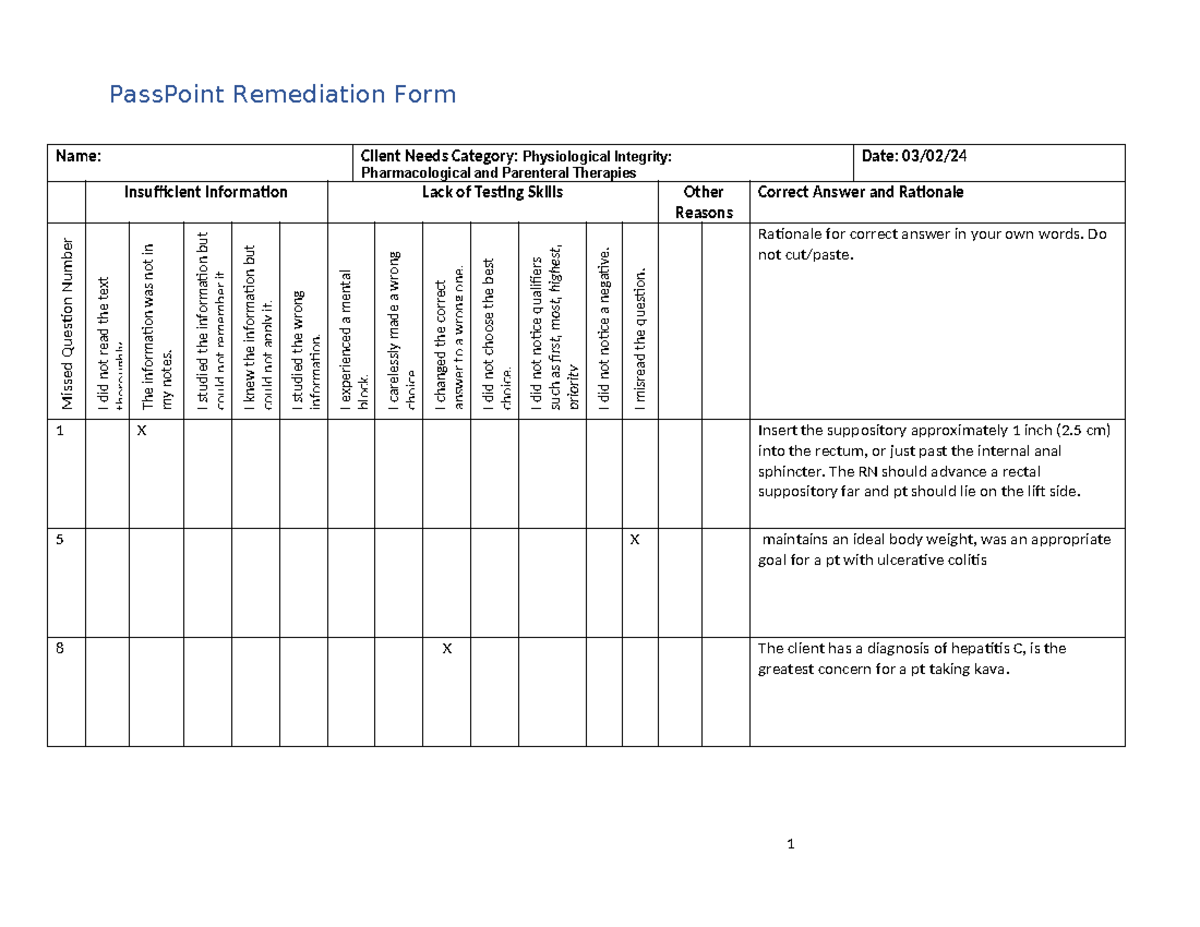 Pass Point Remediation Form 2023 - PassPoint Remediation Form Name ...
