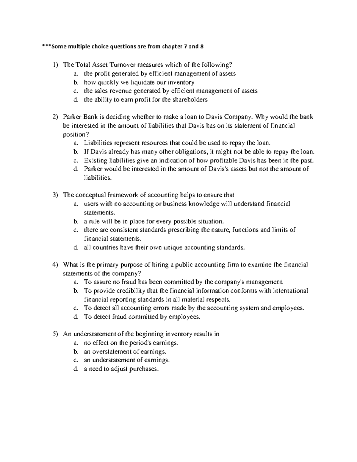 Multiple Choice questions Ch1,2,3,4,6,7,8 - Warning: TT: undefined function: 32 ***Some multiple ...