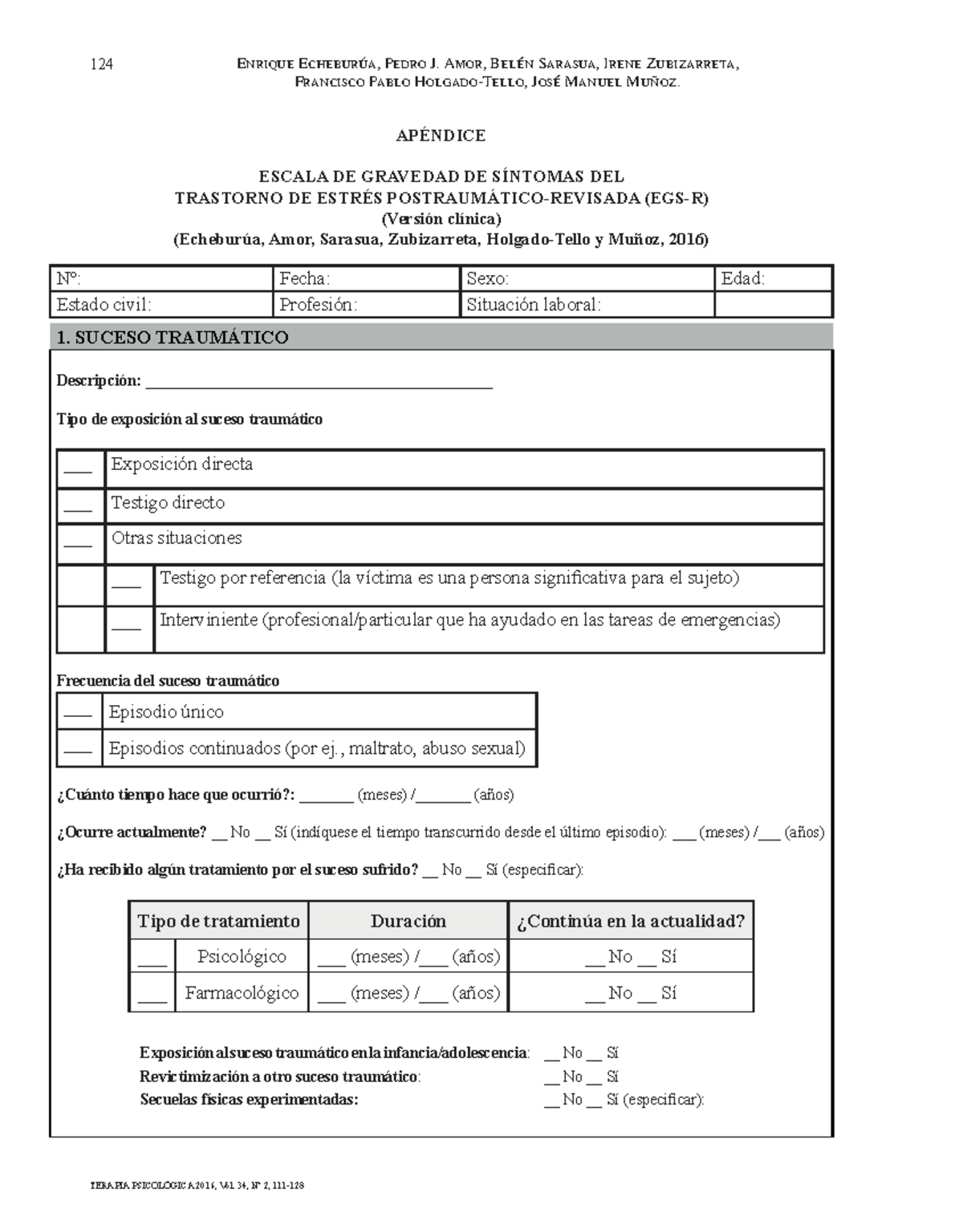 Escala EGS-R Version Clinica - 124 terapia psicolÓgica 2016, Vol. 34 ...