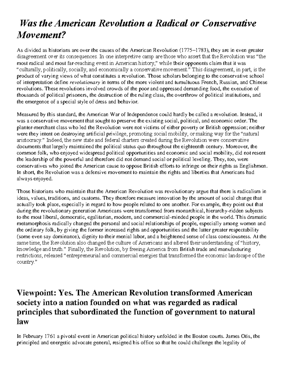 Was the American Revolution a Radical or Conservative Movement - Was ...