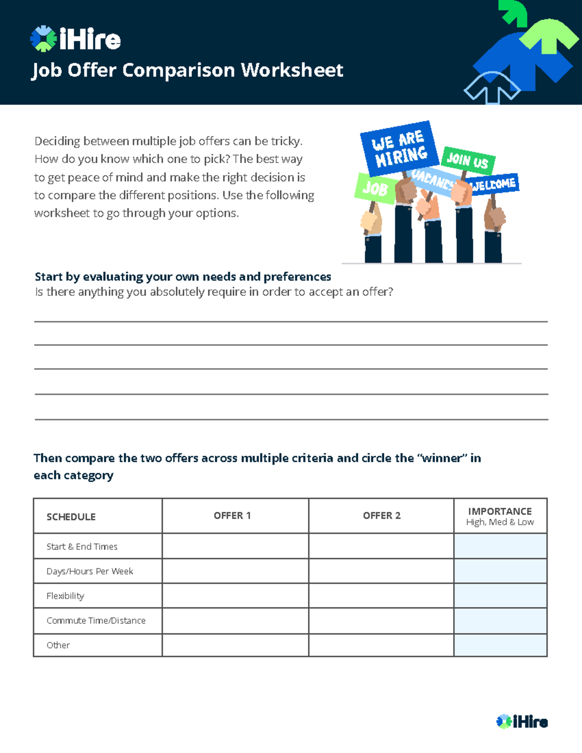 Job comparison tips - answer - Deciding between multiple job offers can ...