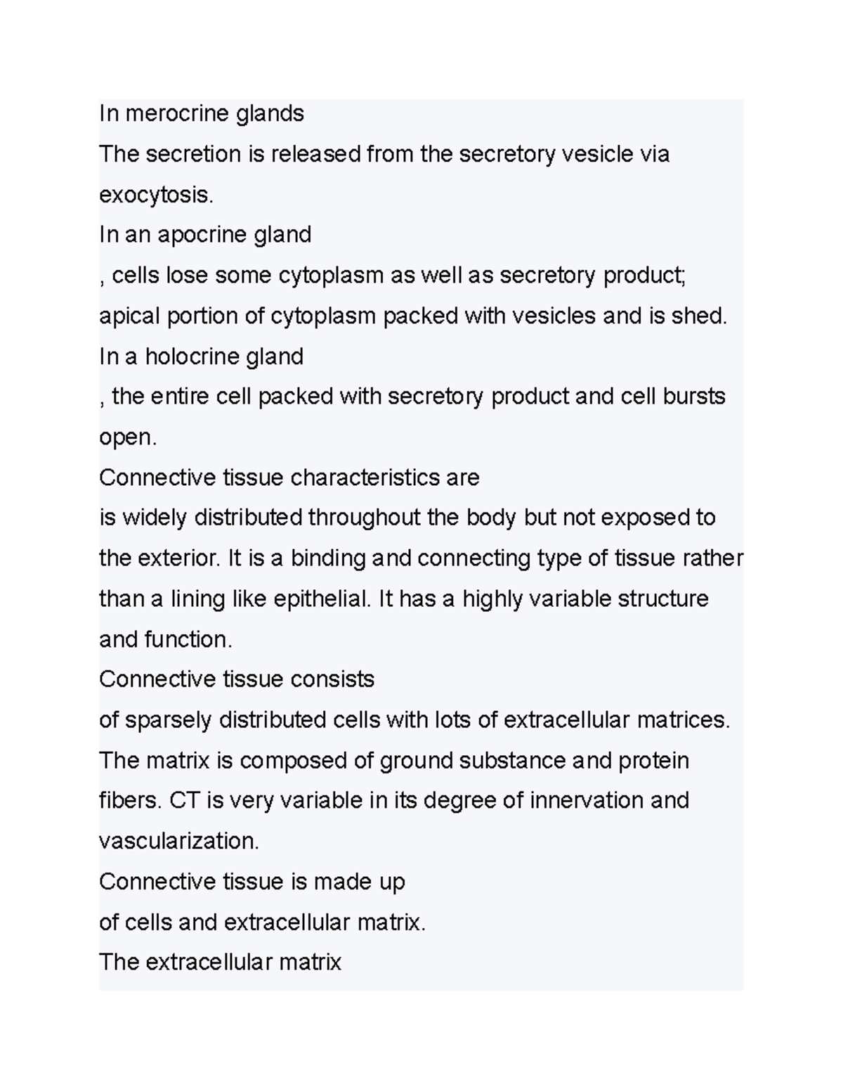 Anatomy 1 - Lecture notes Lecture 1 - In merocrine glands The secretion ...