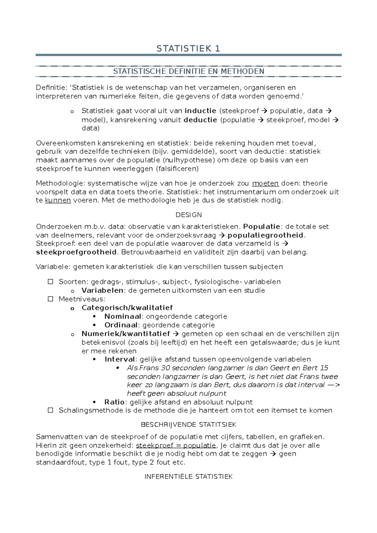 S1 uitwerking formules en begrippen - STATISTIEK 1 STATISTISCHE ...