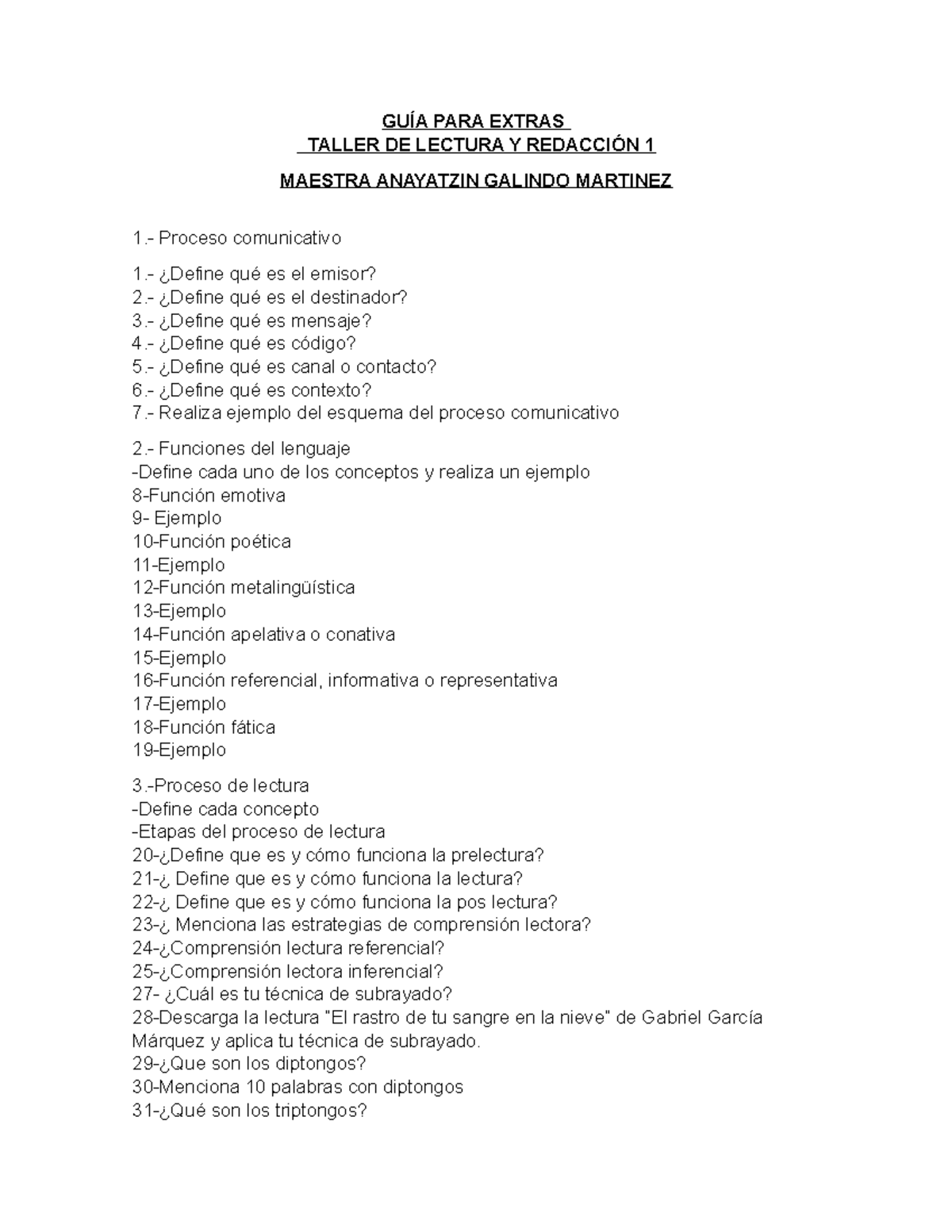 GUÍA PARA Extra TLR 1 - PREGUNTAS DE EXAMEN - GUÍA PARA EXTRAS TALLER ...