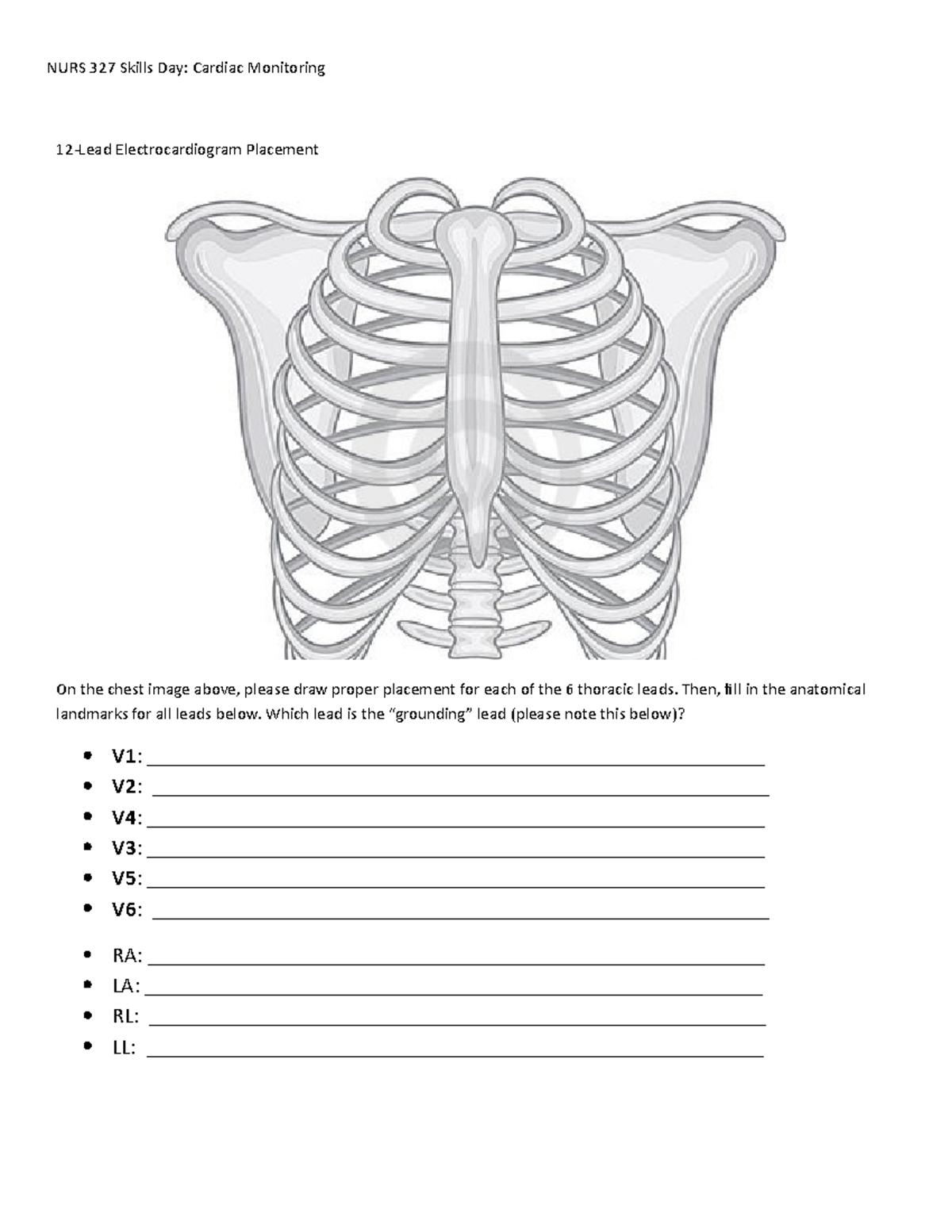 3.20.20 Updated Student Version Cardiac Monitoring Worksheet - 12-Lead ...