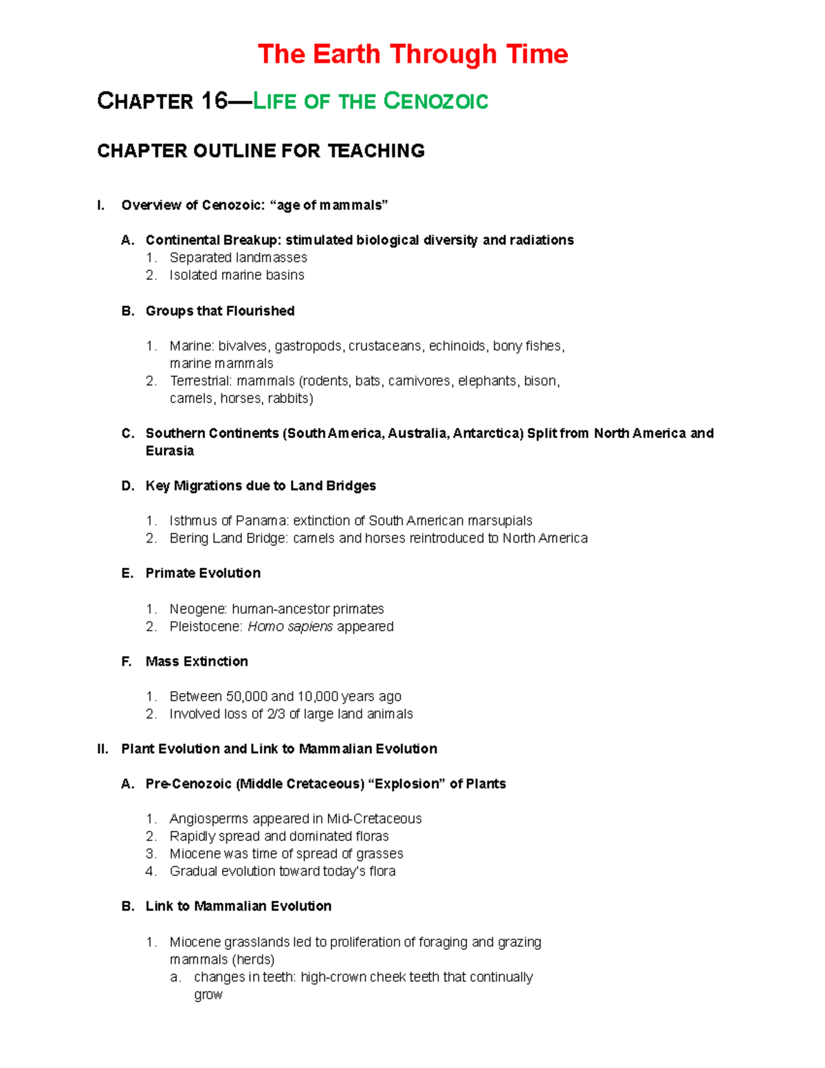 Ch16 Life of the Cenozoic Notes - The Earth Through Time CHAPTER 16 ...