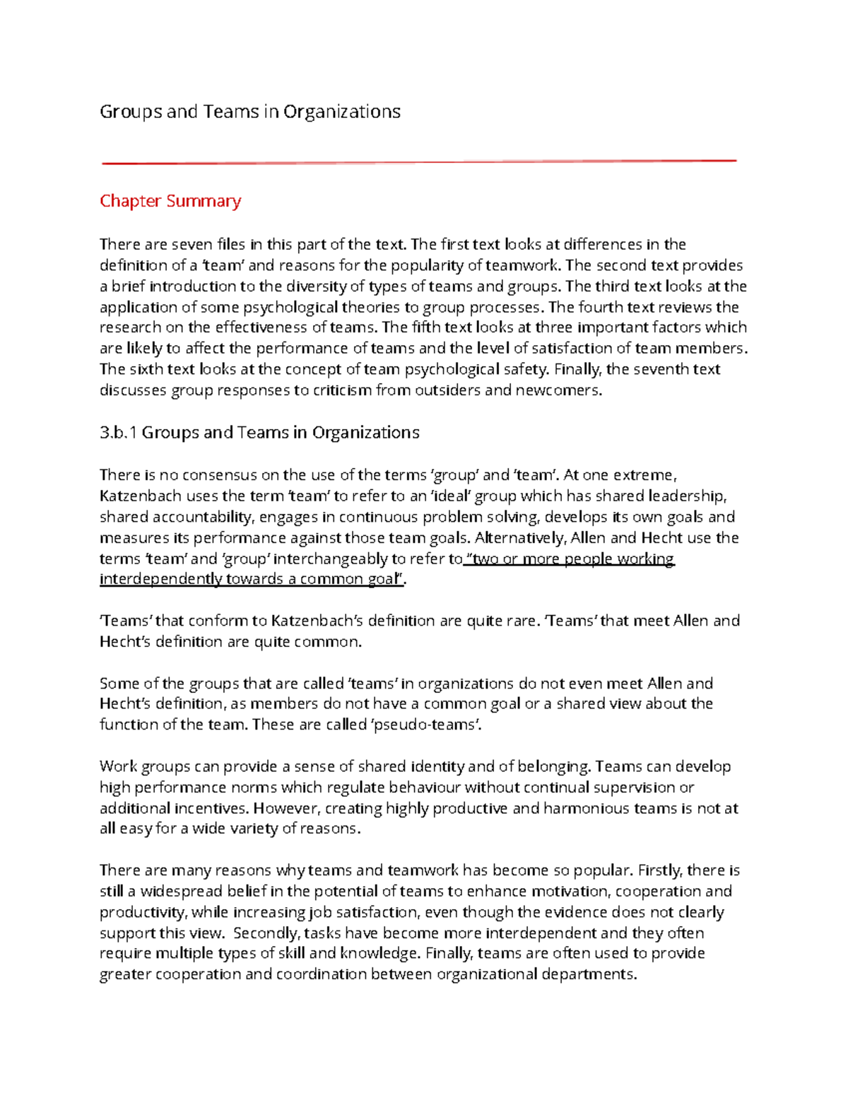 3.b Chapter Summary - Graham Rodwell - Groups and Teams in ...