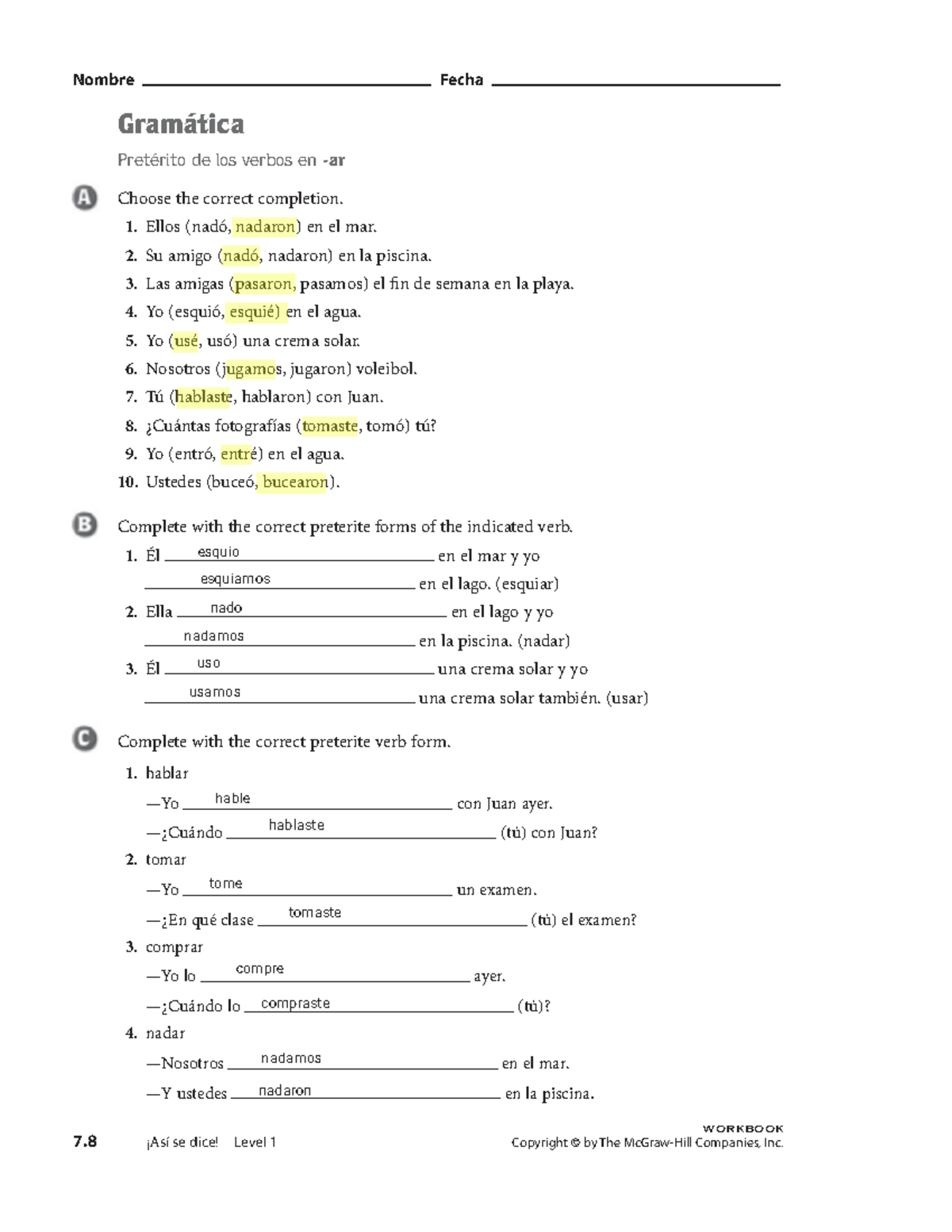 Kami Export - Devin Fagan - Preterite Ar Verbs Ex. - Nombre Fecha ...