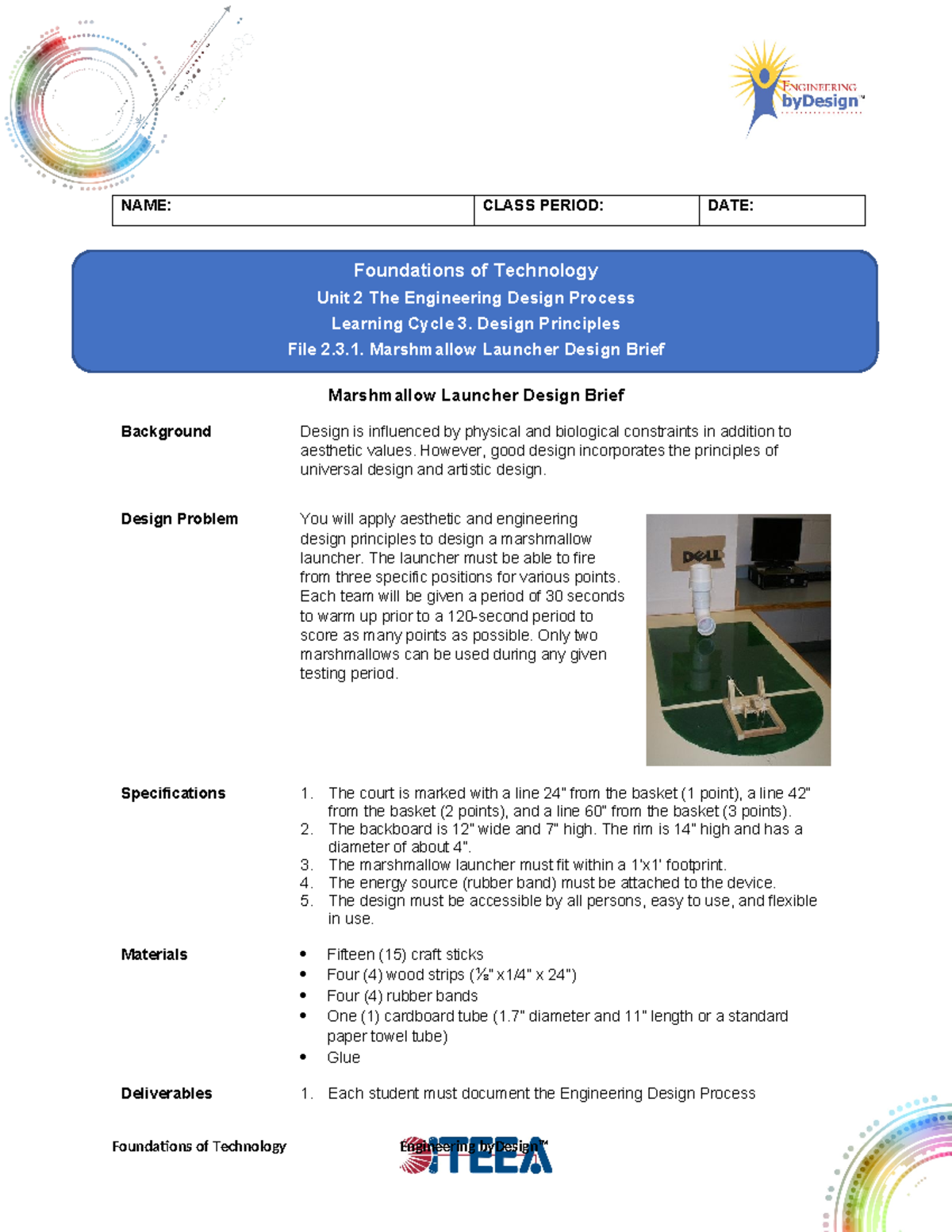 File+2.3 - Tech ed - NAME: CLASS PERIOD: DATE: Foundations of ...