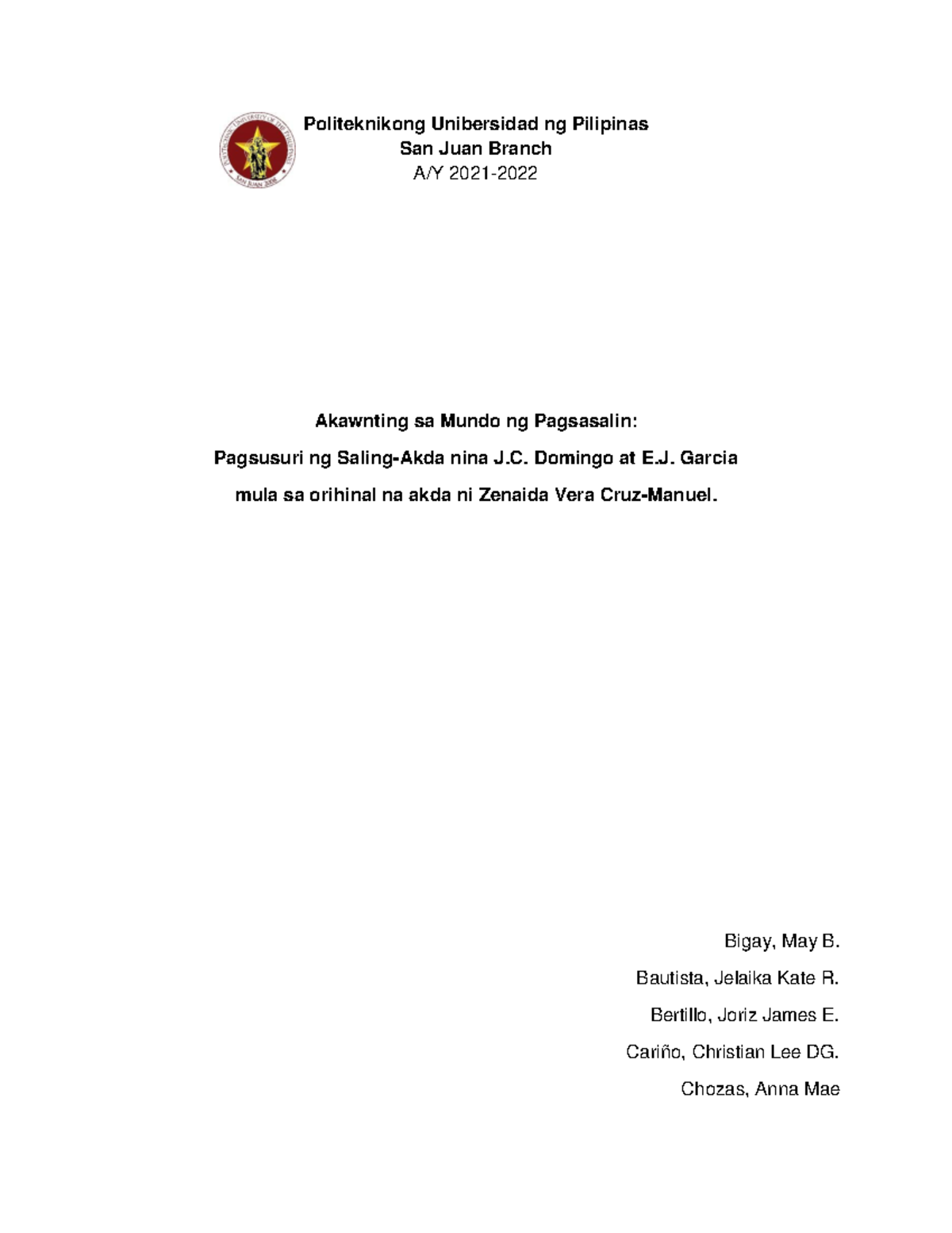 Pagsasalin, Paano Akawnting sa Mundo ng Pagsasalin - Politeknikong ...