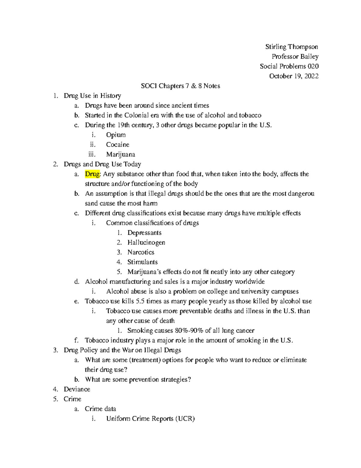SOCI Chapters 7 and 8 Notes - Stirling Thompson Professor Bailey Social ...