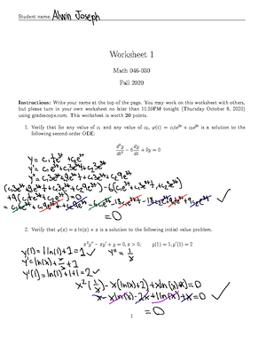 Diff EQ Discussion Worksheet 2 - Student name: Worksheet 2 Math 046 ...