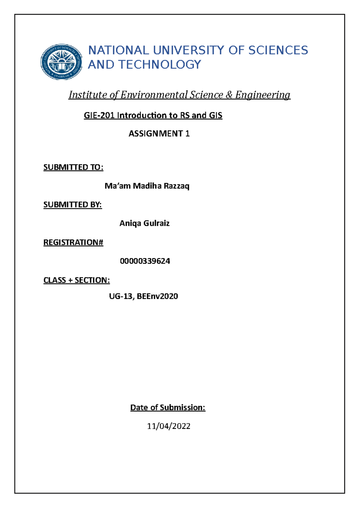 A1 GIS - Assignment on "How RS could be used to meet Sustainable ...