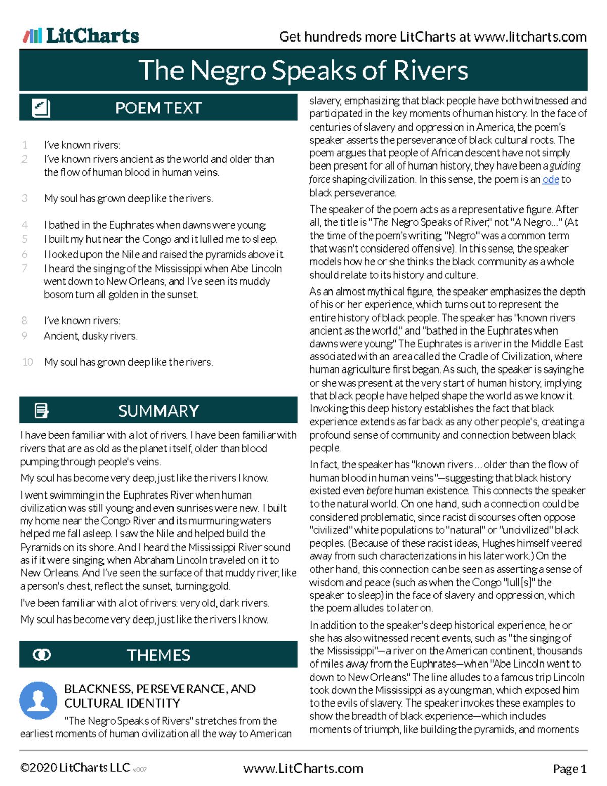 the negro speaks of rivers by American poet JM LANGSTON HUGES - The ...