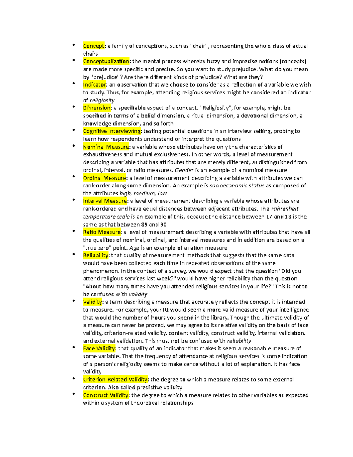 Ch. 5 - Vocab - Concept: a family of conceptions, such as "chair ...