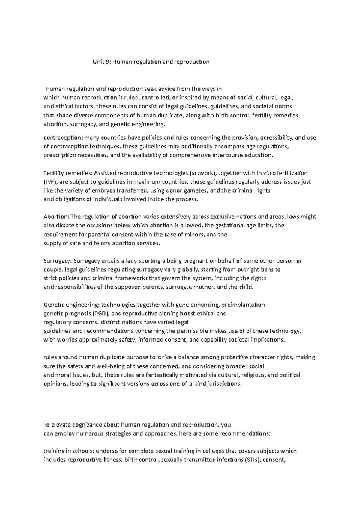 Na cahine - Human regulation and reproduction - Unit 9: Human ...