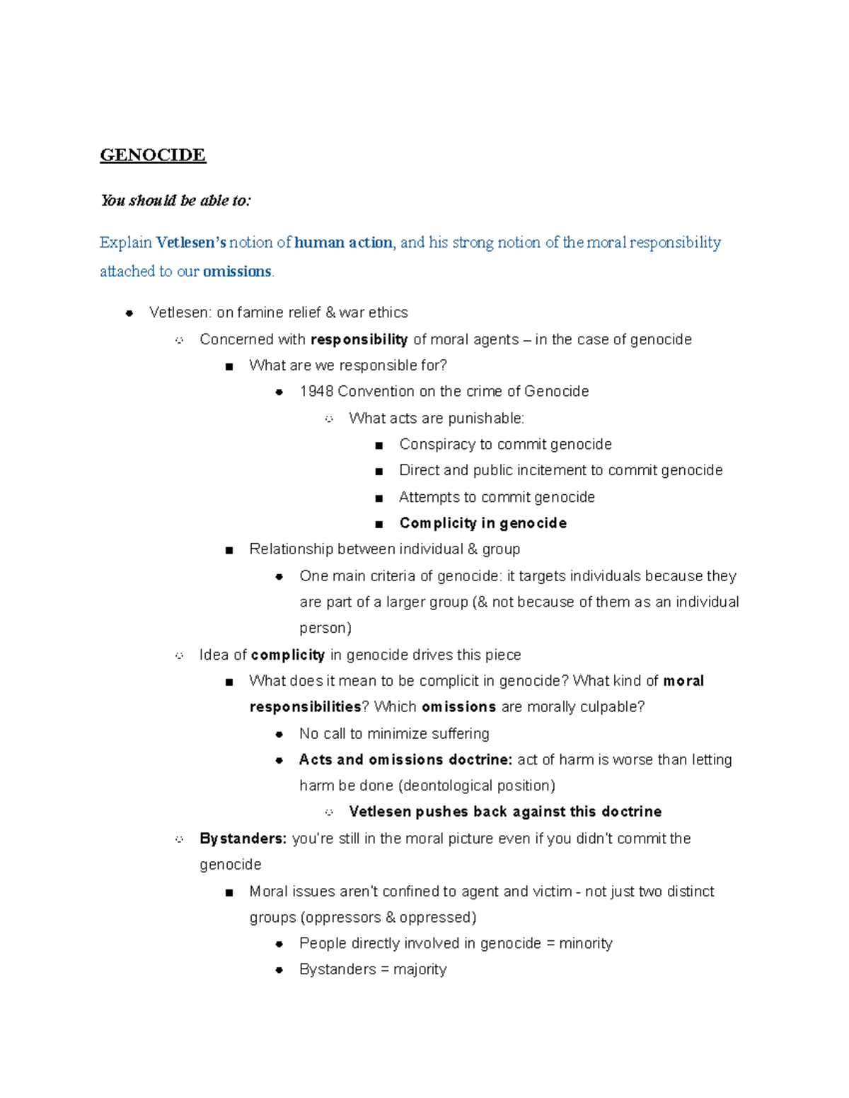 Midterm 1 Study Guide Part 7 - GENOCIDE You should be able to: Explain ...