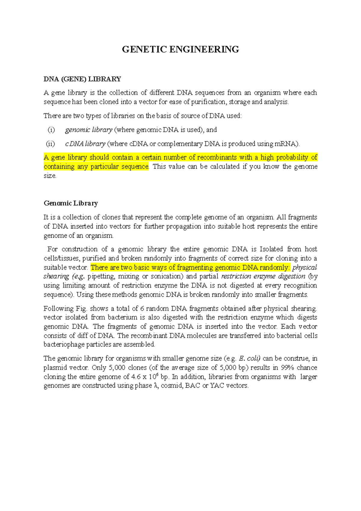 Genetic- Engineering - pharm notes - GENETIC ENGINEERING DNA (GENE ...