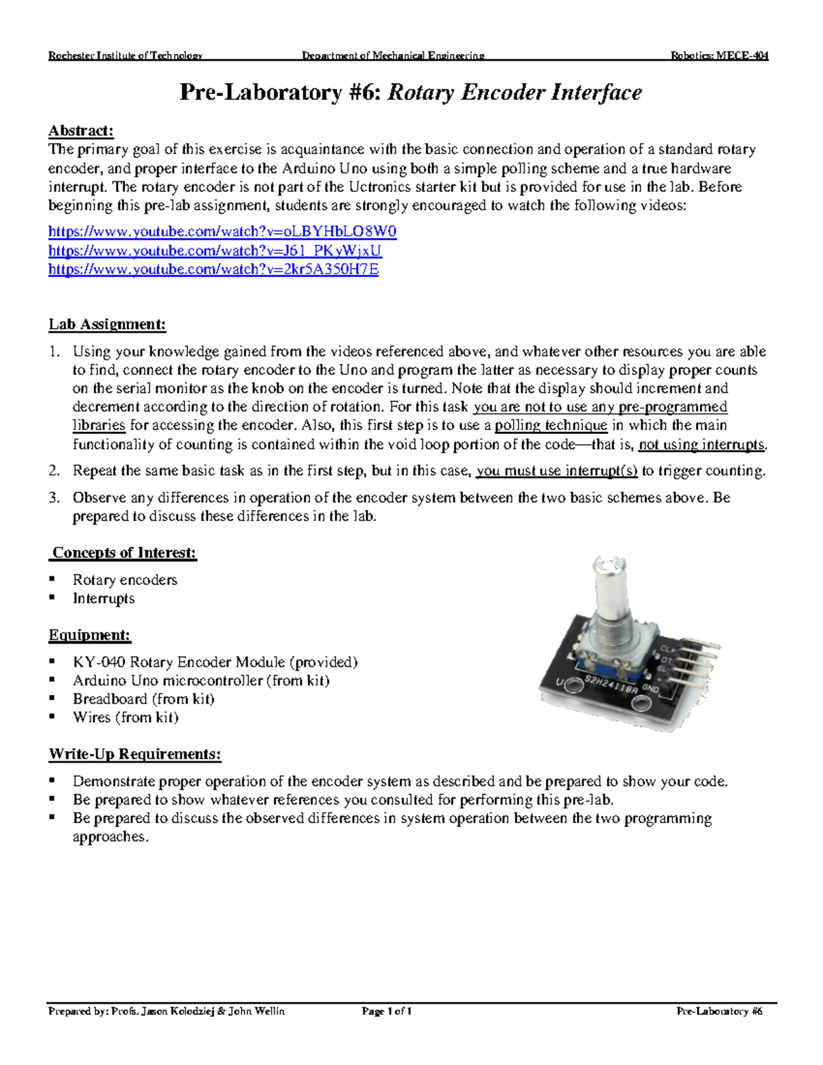 Pre Lab 6 Rotary Encoder Interface rev0 - Rochester Institute of ...