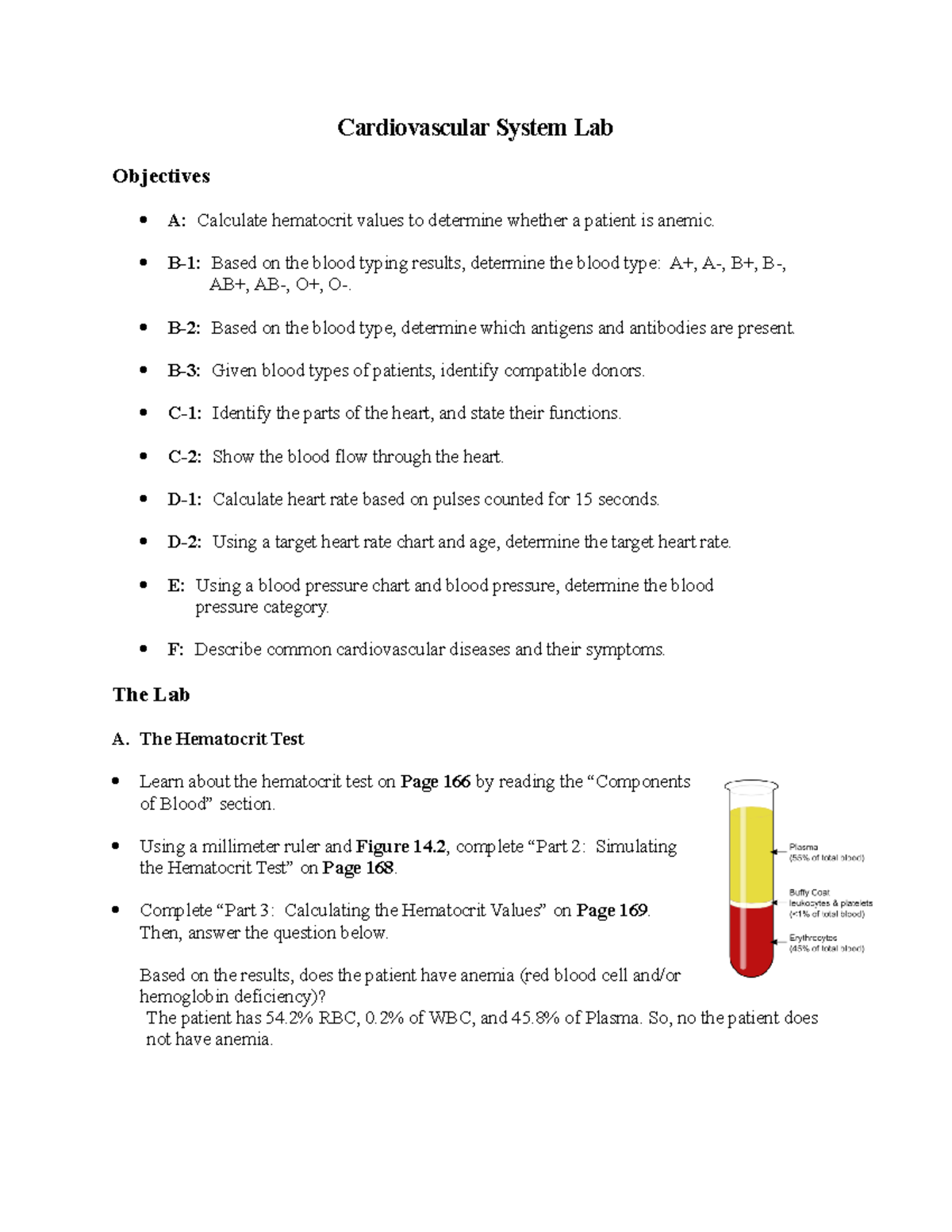 Cardiovascular System Lab - Cardiovascular System Lab Objectives A ...