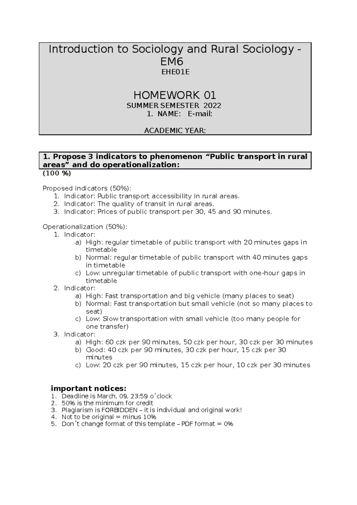 HW 01 2022 - homework - Introduction to Sociology and Rural Sociology ...