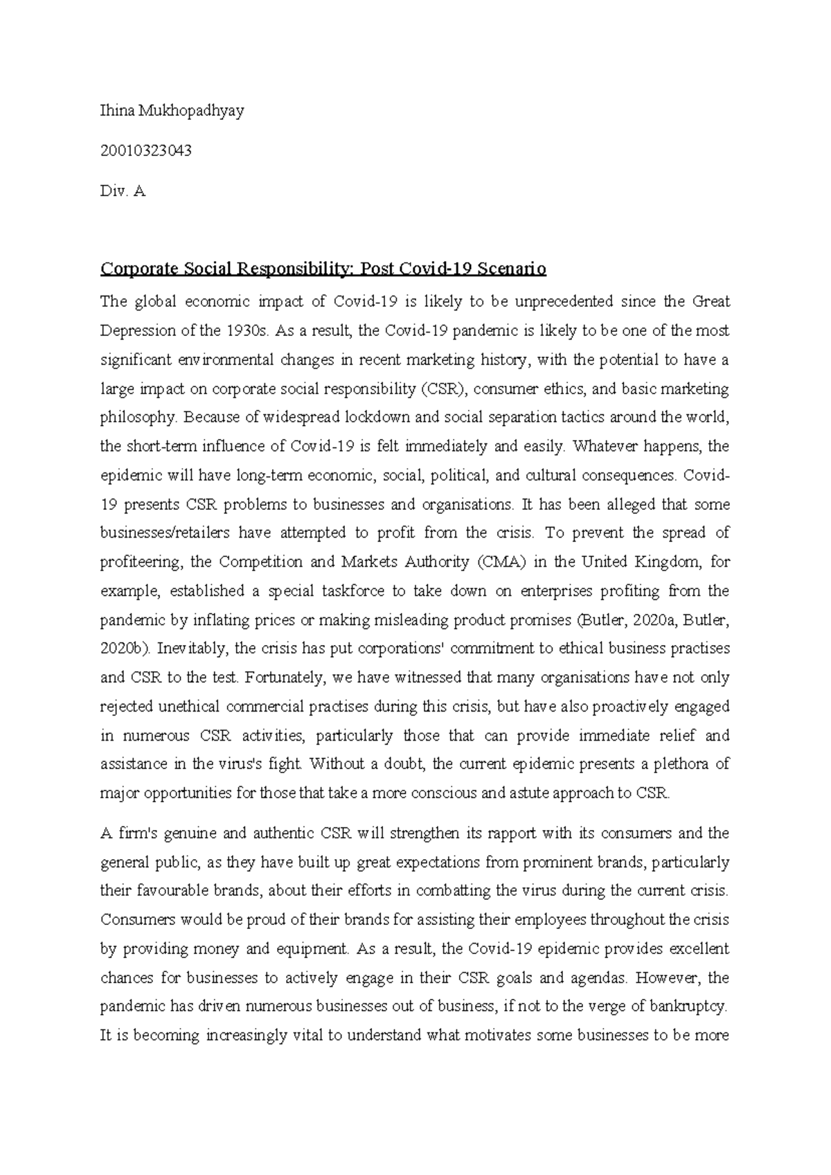 CSR as a part of research in the area of company law. notes and ...